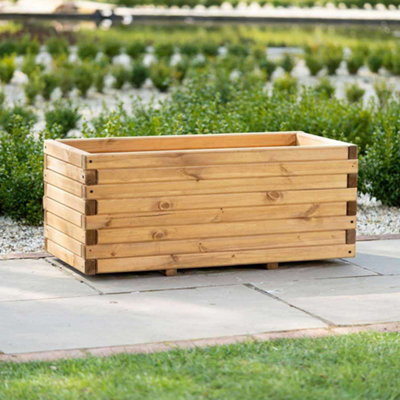 Primrose Pine Raised Flower Bed Planed Trough Planter - Treated Durable Pine & Responsibly ...
