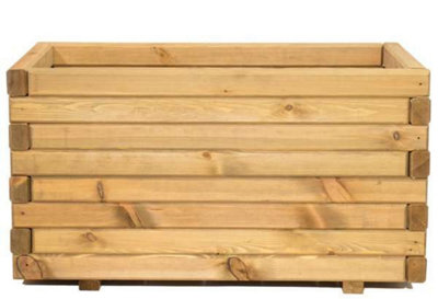Primrose Pine Raised Flower Bed Planed Trough Planter - Treated Durable Pine & Responsibly ...
