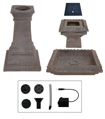 Primrose Pizzaro Solar Bird Bath Water Feature with Lights 80cm