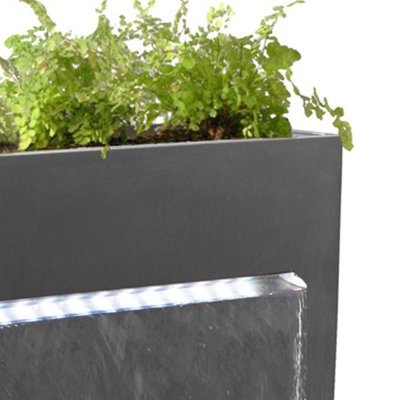 Primrose Planter & Waterfall Cascade Silver Stainless Steel Outdoor ...