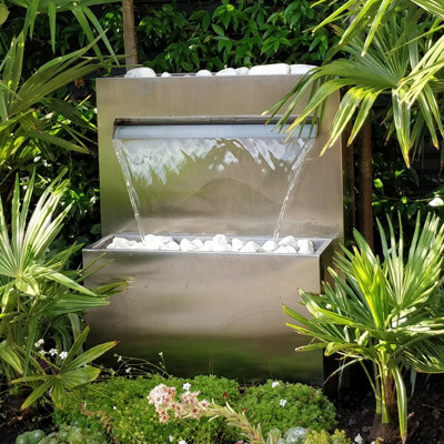 Primrose Planter & Waterfall Cascade Silver Stainless Steel Outdoor ...