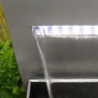 Primrose Planter & Waterfall Cascade Silver Stainless Steel Outdoor ...