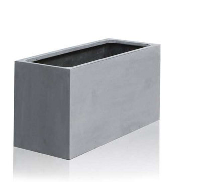 Primrose Polystone Large Grey Outdoor Patio Rectangle Trough Planter ...