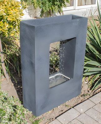 Primrose Rain Effect Water Feature with Planter and LED Lights for ...