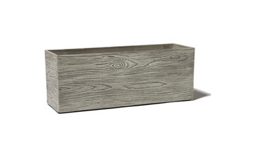 Primrose Rectangular Trough Flower Pot Grey Outdoor Wood-Effect Resin ...
