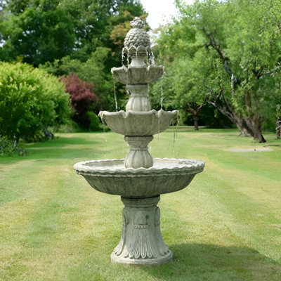 Primrose Regal 3-Tier Cast Stone Cascade Water Feature Fountain in Grey ...