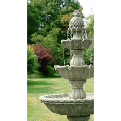 Primrose Regal 3-Tier Cast Stone Cascade Water Feature Fountain in Grey ...