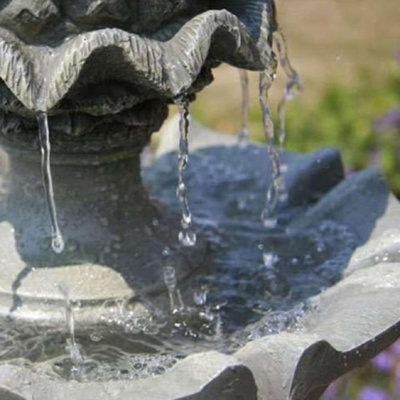 Primrose Regal 3-Tier Cast Stone Cascade Water Feature Fountain in Grey ...