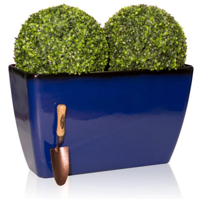 Primrose Royal Blue Glaze Effect Trough Planter Frost Resistant 75cm | DIY at B&Q
