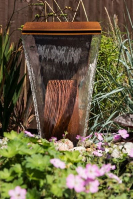 Primrose Sentosa Corten Steel Cascade Water Feature Without Reservoir 65cm