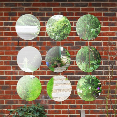 Primrose Set of 9 Circular Acrylic Outdoor Garden Mirrors 1ft 3in