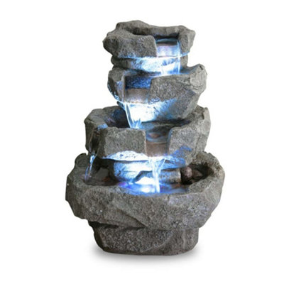 Primrose Shubunkin Spills 4-Tier Cascading Water Feature with Lights H36cm