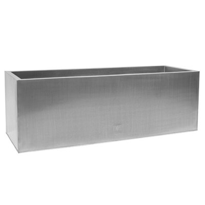 Primrose Silver Zinc Galvanised Rectangle Trough Planter with Drainage ...