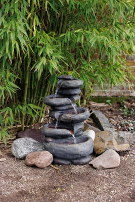 Primrose Solar Power 4 Tier Stacked Boulder Water Feature Cascade with ...