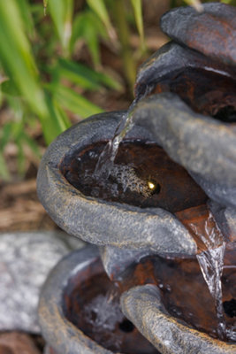 PRIMROSE SOLAR POWER 4 TIER STACKED BOULDER WATER FEATURE CASCADE WITH ...