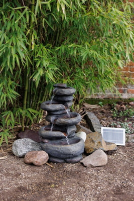 Primrose Solar Power 4 Tier Stacked Boulder Water Feature Cascade with ...
