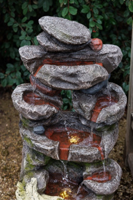 Primrose Solar Power 5 Tier Rock Effect Water Feature with LED Lights 98cm