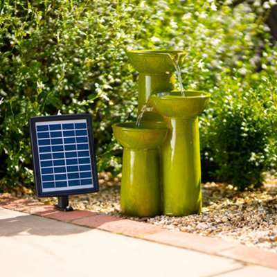Primrose Solar Powered Green Pouring Bowls Tiered Cascading Water ...
