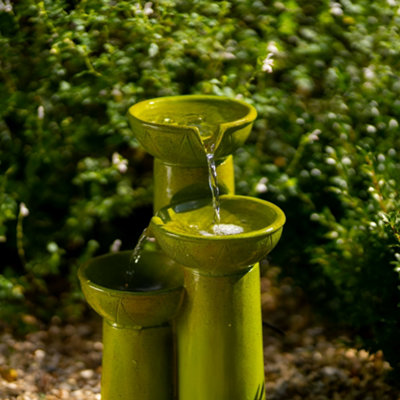 Primrose Solar Powered Green Pouring Bowls Tiered Cascading Water ...