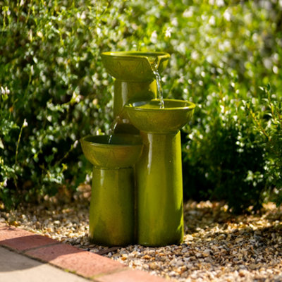 Primrose Solar Powered Green Pouring Bowls Tiered Cascading Water ...