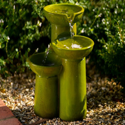 Primrose Solar Powered Green Pouring Bowls Tiered Cascading Water ...