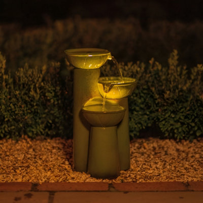 Primrose Solar Powered Green Pouring Bowls Tiered Cascading Water ...