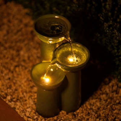 Primrose Solar Powered Green Pouring Bowls Tiered Cascading Water ...