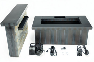 Primrose Sorrento Trough Zinc & Stone Water Feature with Lights H68cm