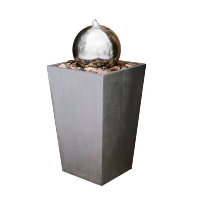 Primrose Sphere Column Water Feature with Lights Indoor Outdoor Use H82cm