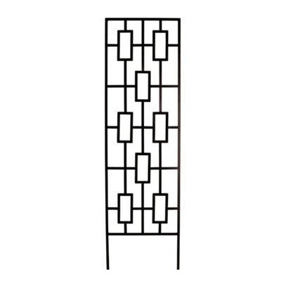 Primrose Staggered Rectangle Design Contemporary Trellis in Black 198cm