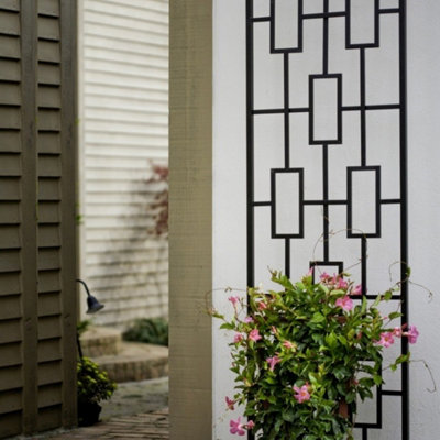Primrose Staggered Rectangle Design Contemporary Trellis in Black 198cm