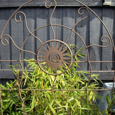 Primrose Steel Aztec Sun Design Trellis in Powder Coated Corten Steel 183cm