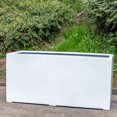 Primrose Stone Composite White Trough Outdoor Garden Planter 120cm ...