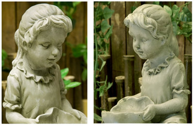 Primrose Stone Effect Girl Cascade Water Feature Statue with LED Light ...