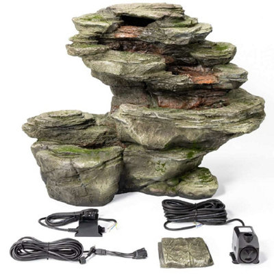 Primrose Stone River Leap 4-Tier Cascading Garden Outdoor Water Feature ...