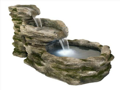 Primrose Stone River Mains Powered Garden Fountain Water Feature with ...