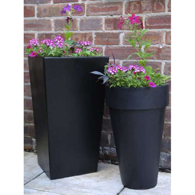 Primrose Tall Flared Square Fibreglass Outdoor Garden Planter in Matt ...