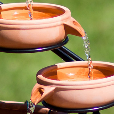 Primrose Terracotta Jug & Bowl Cascade Solar Water Feature with Battery ...