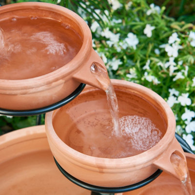 Primrose Terracotta Jug & Bowl Cascade Solar Water Feature with Battery ...