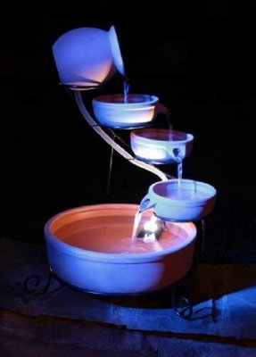 Primrose Terracotta Jug & Bowl Cascade Solar Water Feature with Battery ...