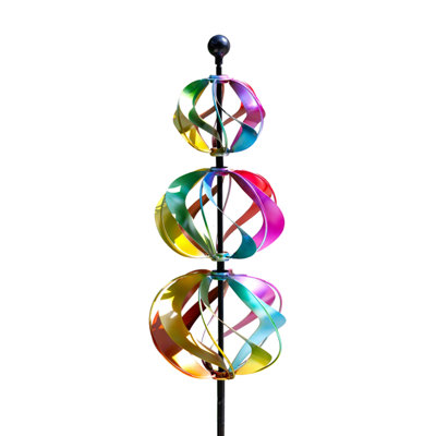 Primrose Three Sphere Multicoloured Kinetic Wind Spinner 18.5cm