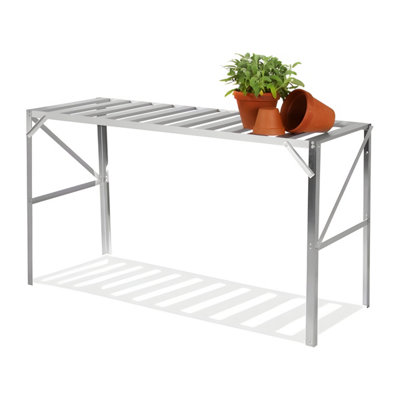 Primrose Traditional Greenhouse Staging Shelf Workbench in Silver 126cm