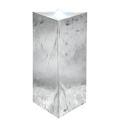 Primrose Triangular Stainless Steel Outdoor Water Feature Silver ...