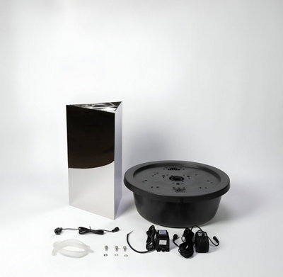 Primrose Triangular Stainless Steel Outdoor Water Feature Silver ...