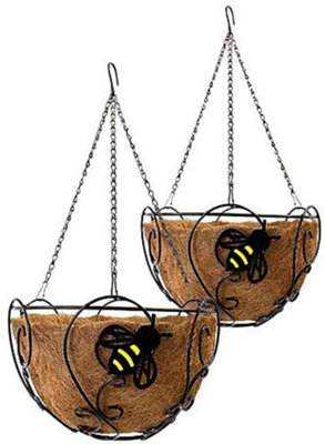 Primrose Twin Pack Bee-Conscious Hanging Basket with Black Metal Frame ...