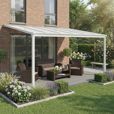 Primrose White Garden Veranda Canopy Patio Shade Pergola 10ft x 16ft