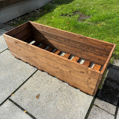 Primrose Wooden Trough Redwood Outdoor Flower Pot Garden Planter 103cm