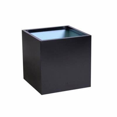 Primrose Zinc Galvanised Outdoor Black Cube Ornamental Planter Jumbo 60cm