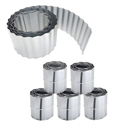 Primrose Zinc Galvanised Steel Lawn Edging Wavy Corrugated Metal 25m