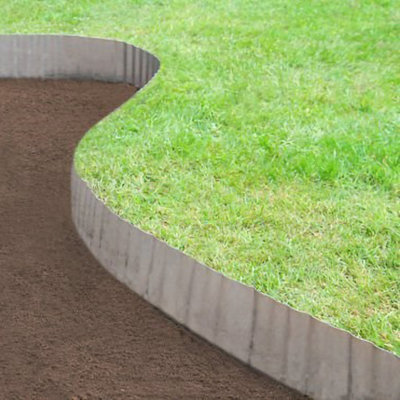 Primrose Zinc Galvanised Steel Lawn Edging Wavy Corrugated Metal 25m